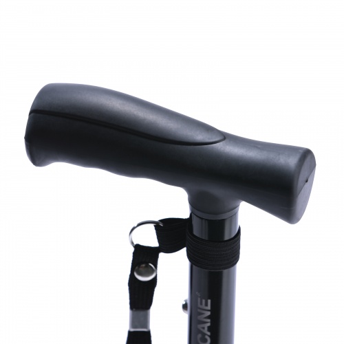 HurryCane Folding Walking Stick - Comfort Edition -Black